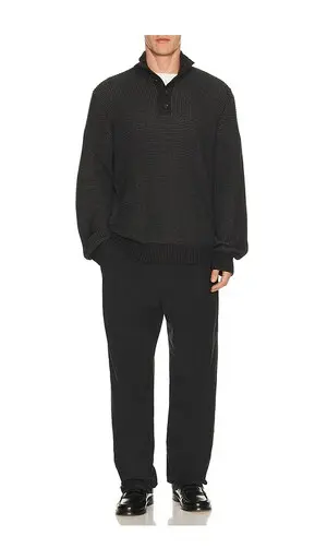 Faherty Brand Quarter Button Sweater - Graphite Night