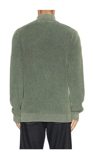 Faherty Brand Sunwashed Quarter Zip Sweater - Mountain Olive