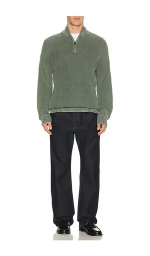 Faherty Brand Sunwashed Quarter Zip Sweater - Mountain Olive