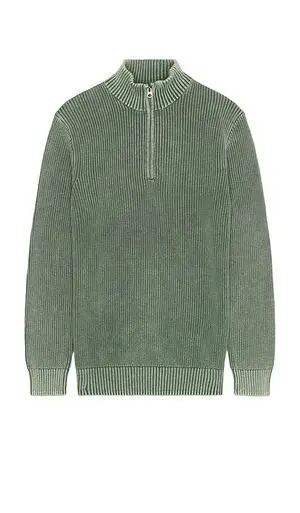 Faherty Brand Sunwashed Quarter Zip Sweater - Mountain Olive