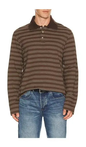 A.p.c. Long Sleeve Stripe Polo - Brown