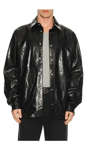 Men's Faux Leather Shirt