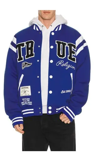 True Religion Uni Varsity Jacket - Mazarine Blue