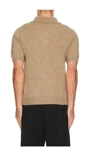 ENTIRE STUDIOS Short Sleeve Knit Polo In Brown - Camel
