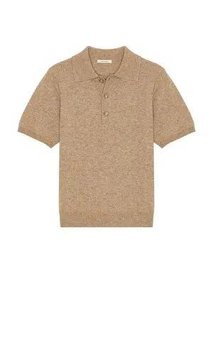 ENTIRE STUDIOS Short Sleeve Knit Polo In Brown - Camel
