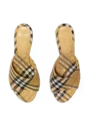 Burberry Sloane Rhinestone-check Heeled Sandals
