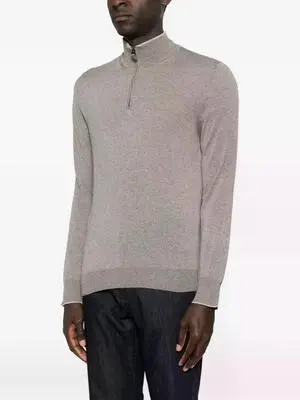 Canali High-neck Zip Knitwear - Brown