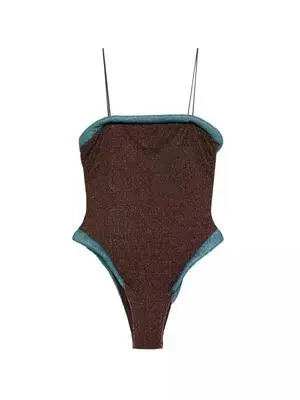 Oseree Square Strap Swimsuit - Brown