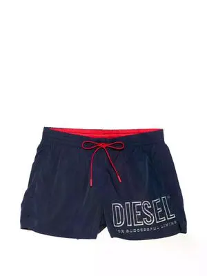 DIESEL® Logo Print Drawstring Swim Trunks - Blue