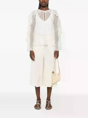 FORTE_FORTE Cropped Wide Leg Trousers - Neutrals