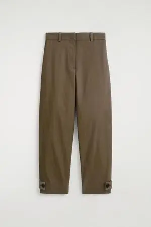 Cos Barrel-leg Cotton Utility Trousers - Brown