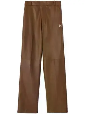 Palm Angels Pa Monogram Leather Track Pants - Brown