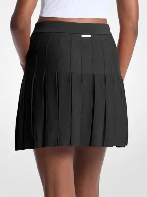 Michael Kors Pleated Cotton Blend Mini Skirt - Black