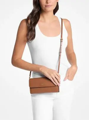 Michael Kors Jet Set Small Pebbled Leather Smartphone Crossbody Bag - Brown