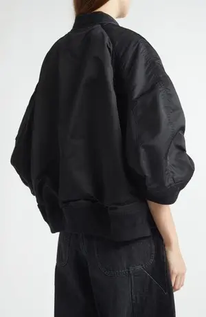 Sacai Denim And Nylon Mixed Media Jacket - Black