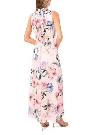 Ted Baker London Floral Tie Neck Maxi Dress - Pink/vanilla Ice