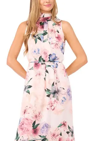 Ted Baker London Floral Tie Neck Maxi Dress - Pink/vanilla Ice