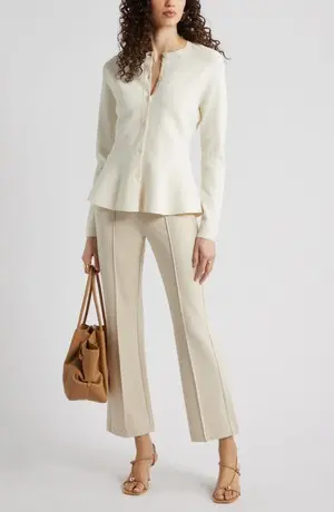 Nordstrom Flared Crewneck Cardigan - Ivory Tofu