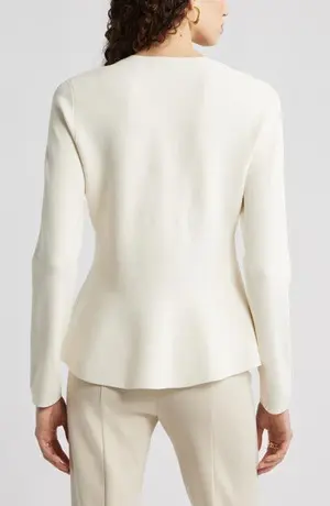 Nordstrom Flared Crewneck Cardigan - Ivory Tofu