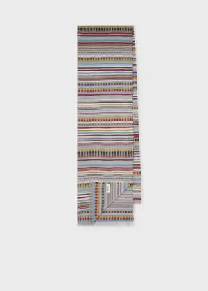 Paul Smith Multi Colour Multi Stripe Silk-blend Scarf