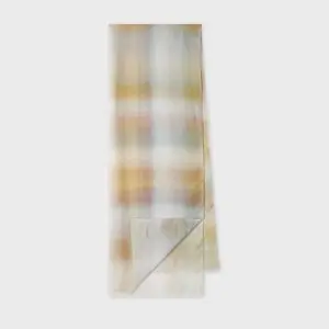 Paul Smith Yellow And Blue Linen-blend Faded Check Scarf - Multicolour