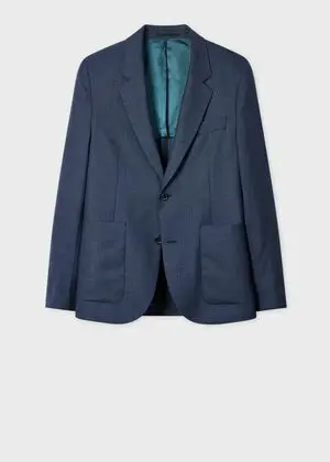 Paul Smith Navy Wool-blend Micro-check Blazer