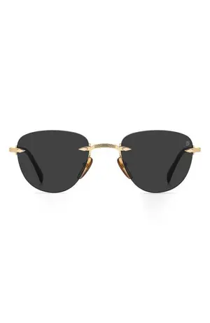 DB EYEWEAR BY DAVID BECKHAM 51mm Rimless Square Sunglasses - Gold/black/grey