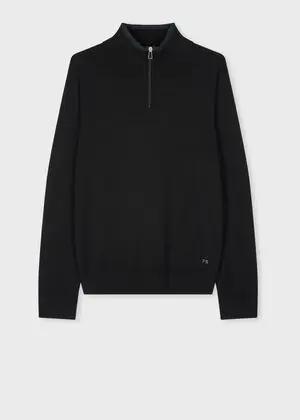 Paul Smith Merino Wool Half-zip Pullover - Black