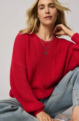 Splendid Vienna Cotton Sweater - Rouge Red