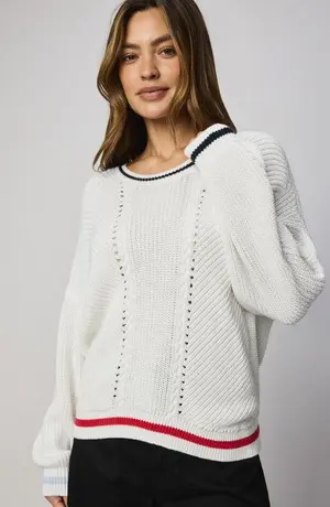 Splendid Vienna Tipped Cotton Sweater