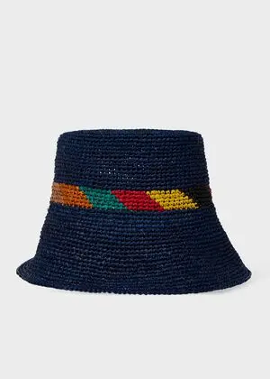 Paul Smith Signature Stripe Straw Hat - Blue