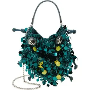 ANYA HINDMARCH Beetle Sequin Crossbody - Dark Teal