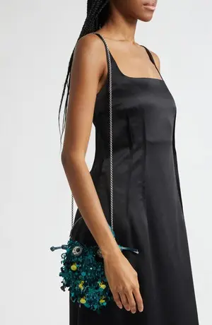 ANYA HINDMARCH Beetle Sequin Crossbody - Dark Teal