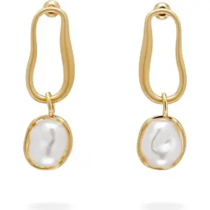 Cult Gaia Vera Faux-pearl Drop Earrings - Brushed Brass