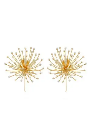 Cult Gaia Damita Faux Floral Earrings - Pearl