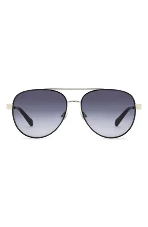 Fossil 58mm Pilot Sunglasses Light Gold/dark Grey