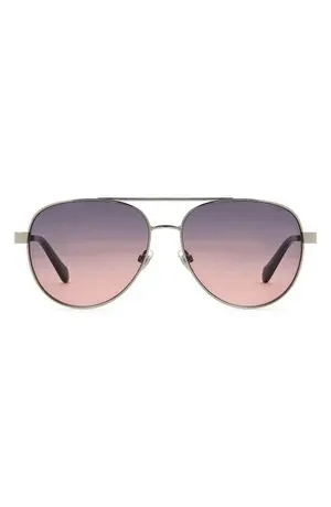 Fossil 58mm Pilot Sunglasses - Ruthenium/grey Fuchsia