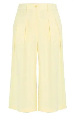 City Chic Cropped Wide Leg Trousers - Lemon Drop