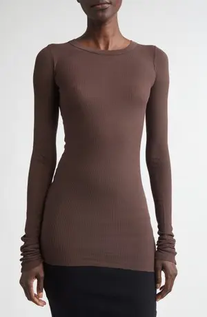 Rick Owens Rib Long Sleeve T-shirt - Macassar