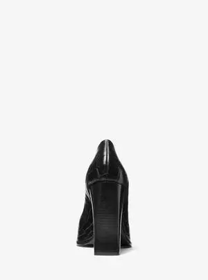Michael Kors Jeanne Crocodile Embossed Leather Pumps - Black