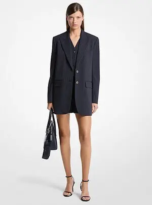 Michael Kors Pinstripe Wool Blend Boyfriend Blazer