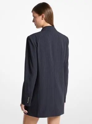 Michael Kors Pinstripe Wool Blend Boyfriend Blazer