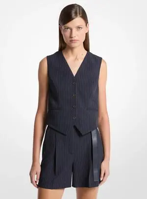 Michael Kors Pinstriped Wool Blend Vest