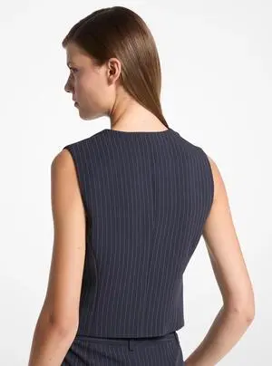 Michael Kors Pinstriped Wool Blend Vest