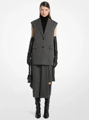 Michael Kors Covert Twill Wool Sleeveless Blazer - Grey