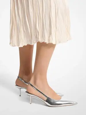 Michael Kors Emma Metallic Leather Slingback Pump - Silver