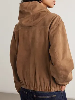 Nour Hammour Leo Paneled Suede Hoodie