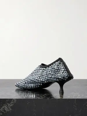 Christopher Esber Minette Crystal-embellished Mesh Pumps - Gray