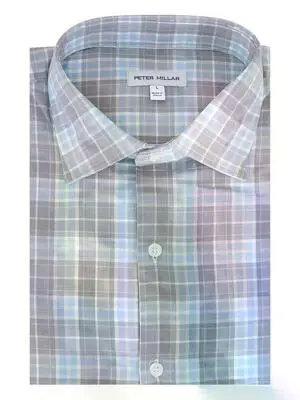 Peter Millar Collared Checked Shirt - Grey