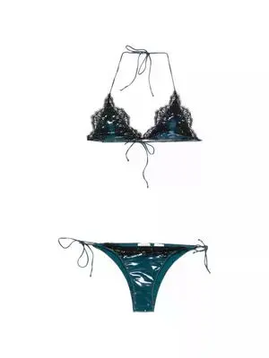 Oseree Lace Trim Bikini Set - Green